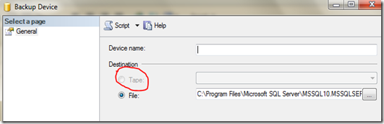 Taking BackUp of SQL Server Database on a USB Drive